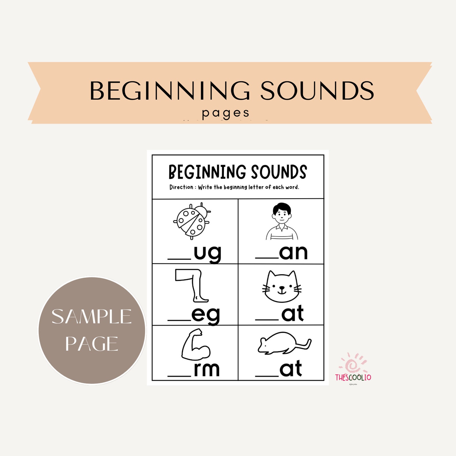 Printable Beginning Sounds Worksheet | Kindergarten Beginning Sounds ...