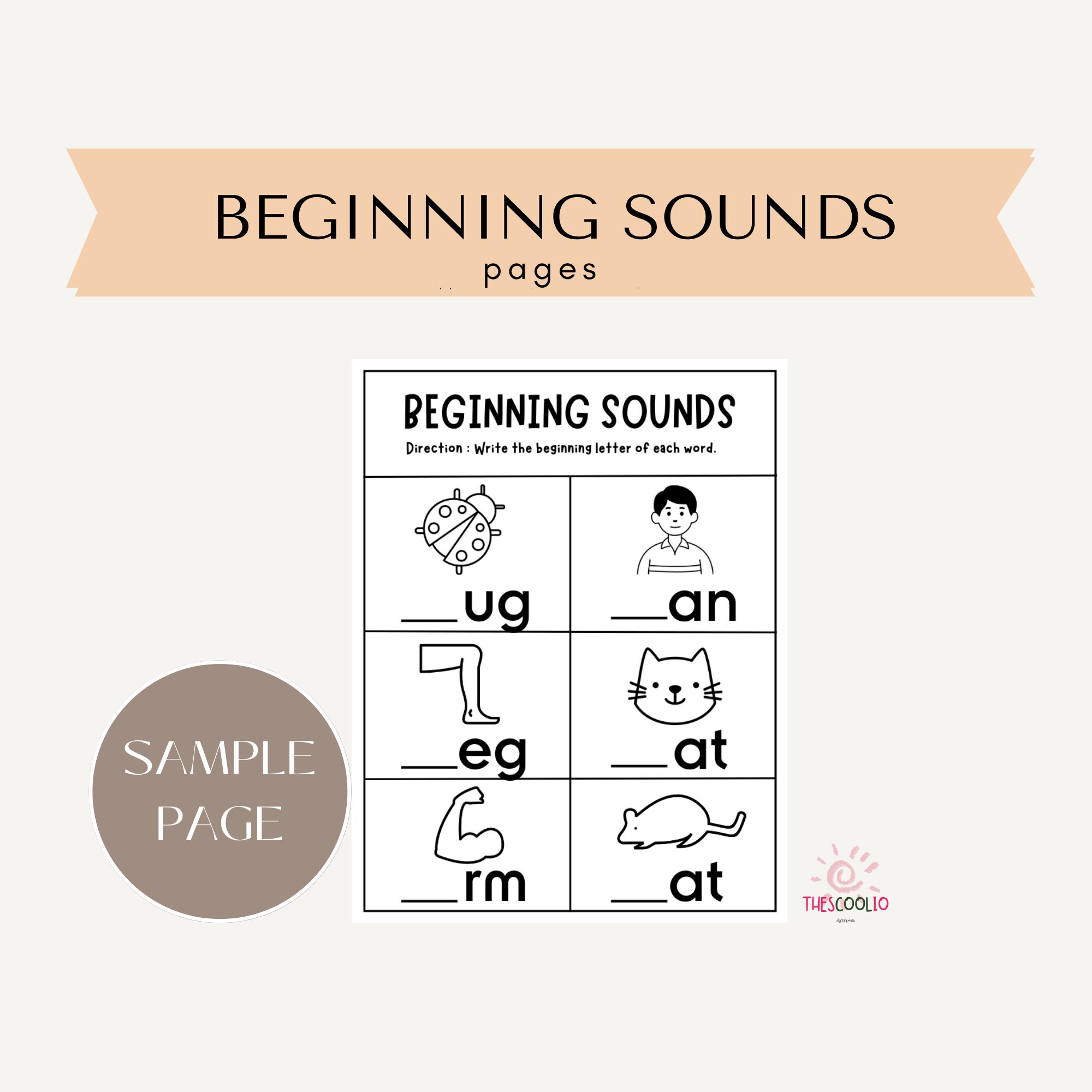 Printable Beginning Sounds Worksheet | Kindergarten Beginning Sounds ...