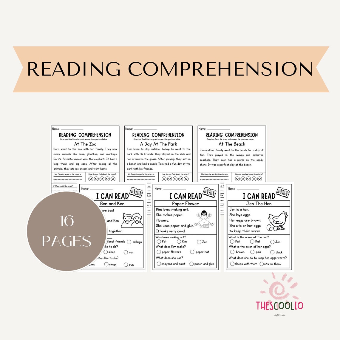 Printable Reading Comprehension Worksheets for Kids | Kindergarten and ...