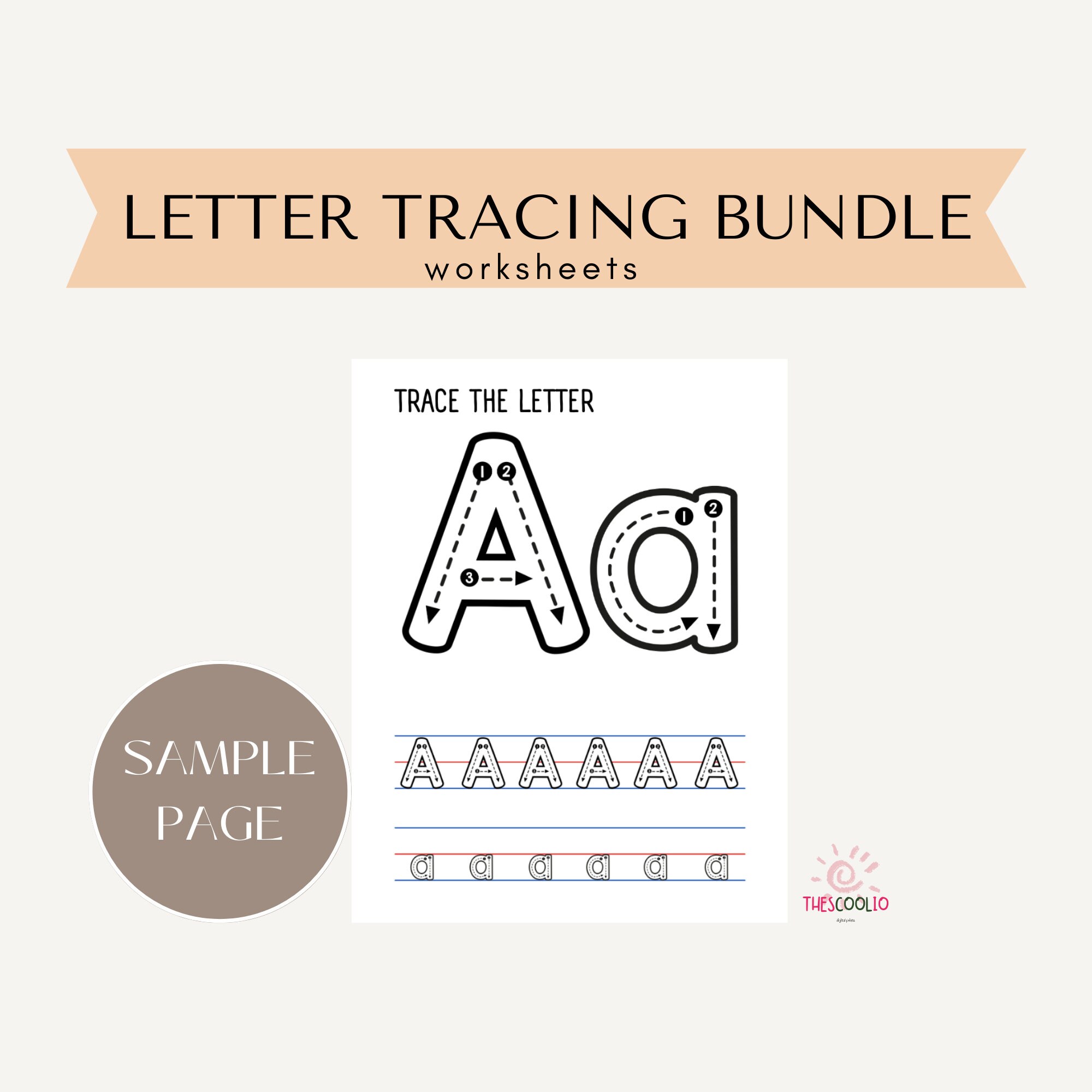 ALPHABET Tracing Worksheets A-Z Letter Tracing Kindergarten Writing ...