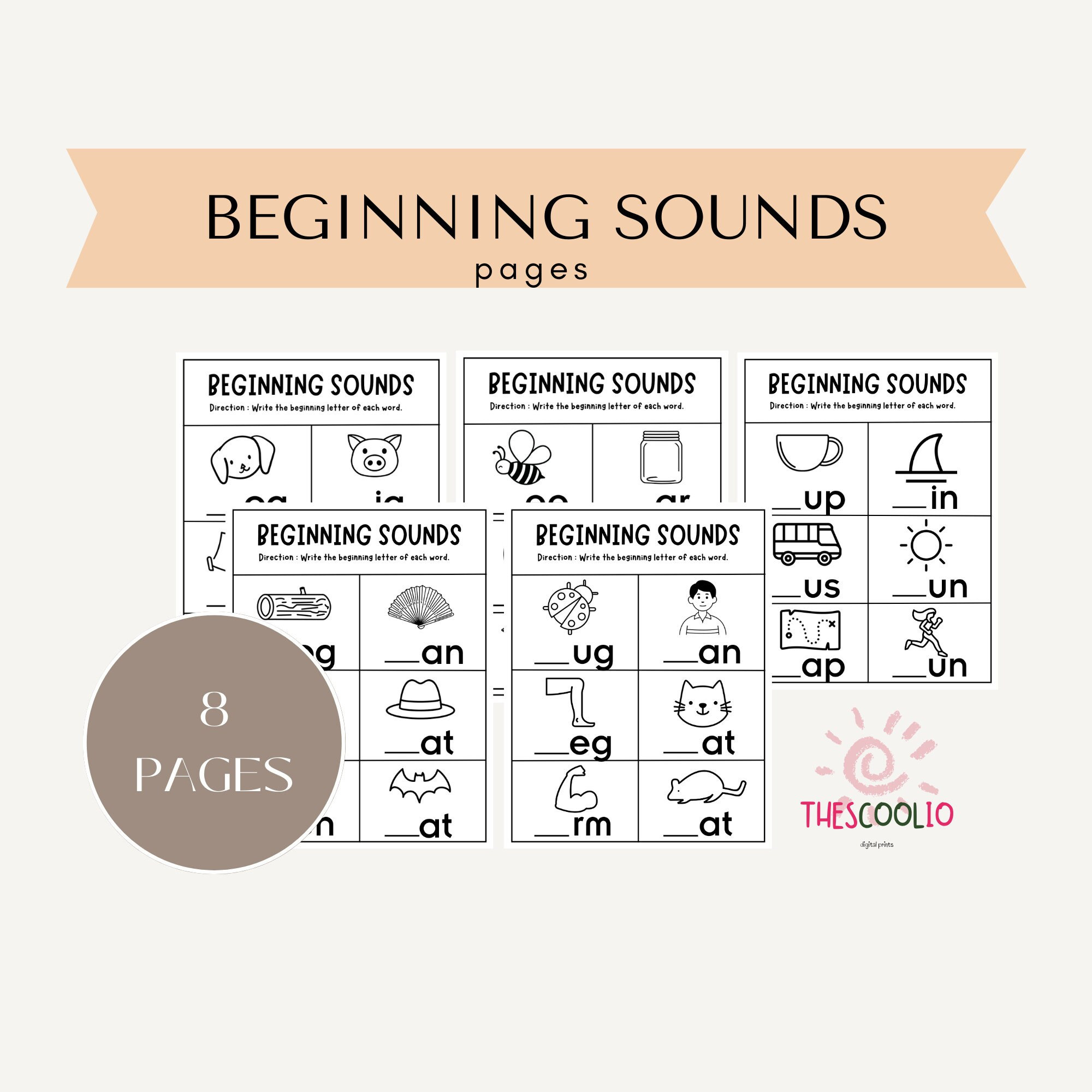 Printable Beginning Sounds Worksheet | Kindergarten Beginning Sounds ...