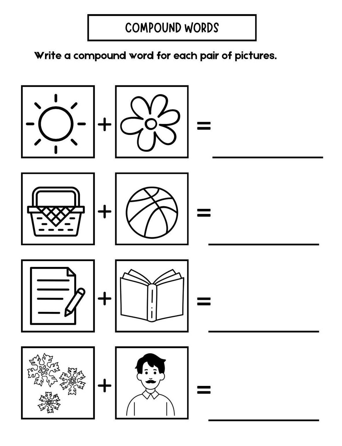 Compound Words Worksheets Compound Words for Grade 1-4 Primary School ...