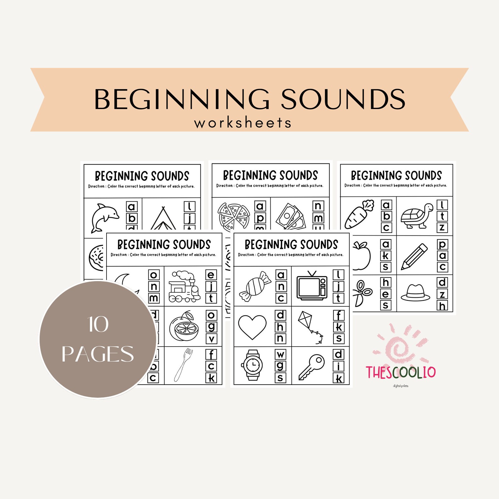 Printable Beginning Sound Worksheets | Phonics and Letter Recognition ...