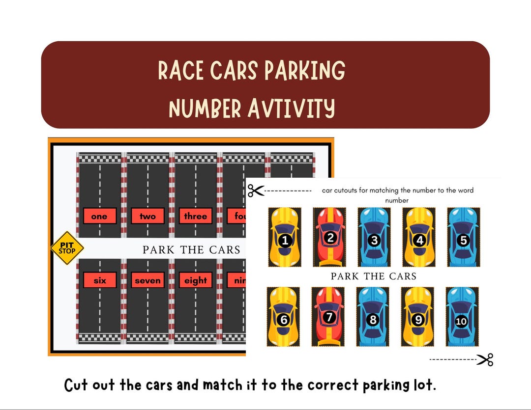 Number Matching Activity Race Cars Number Activity Number Counting ...