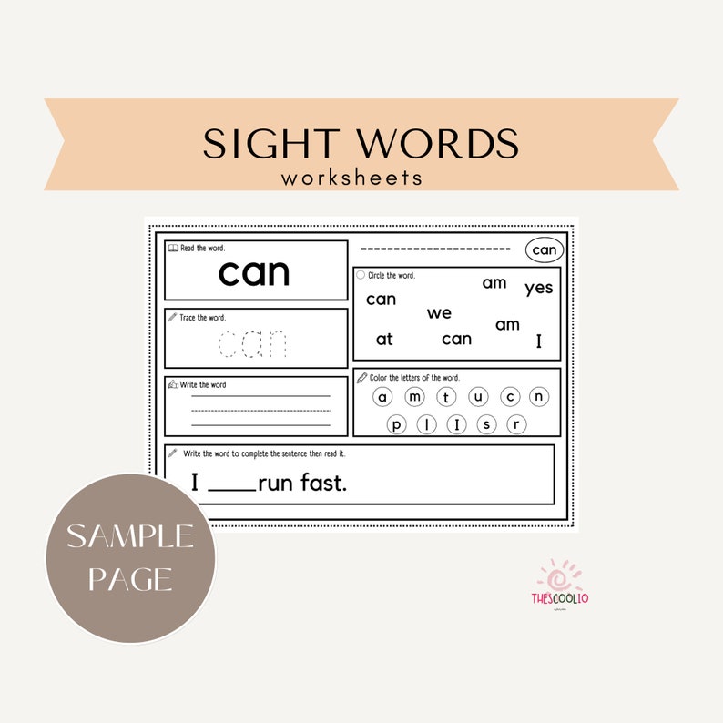 Sight Words Worksheet Bundle | 100 Pages Sight Words Activity | Prek ...
