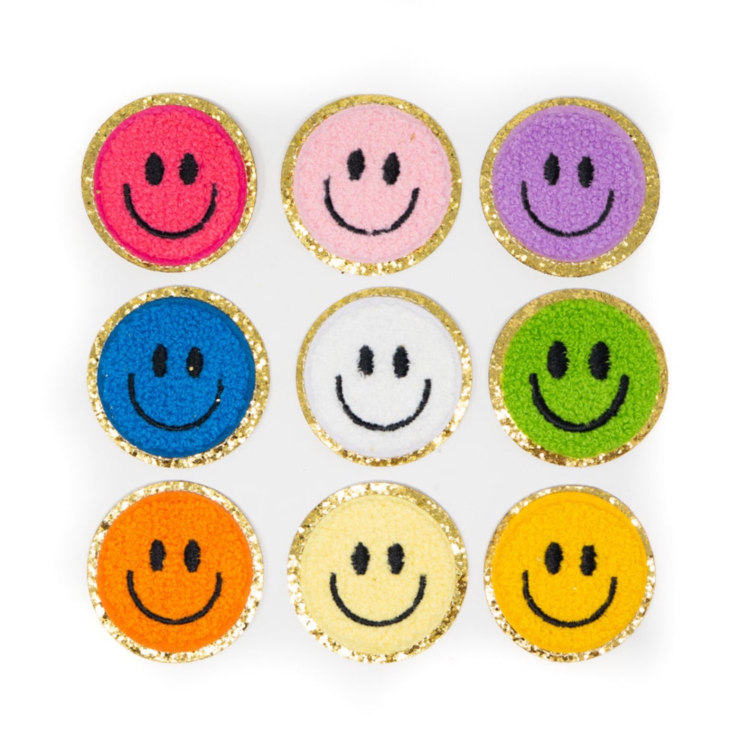 2" Chenille Smiley Face Iron-on Patch - Etsy