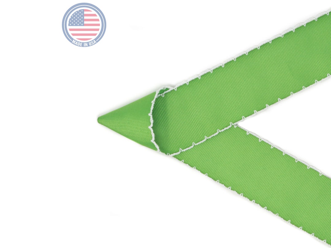 Green Apple Solid Grosgrain Ribbon With White Moonstitch | Made in the ...