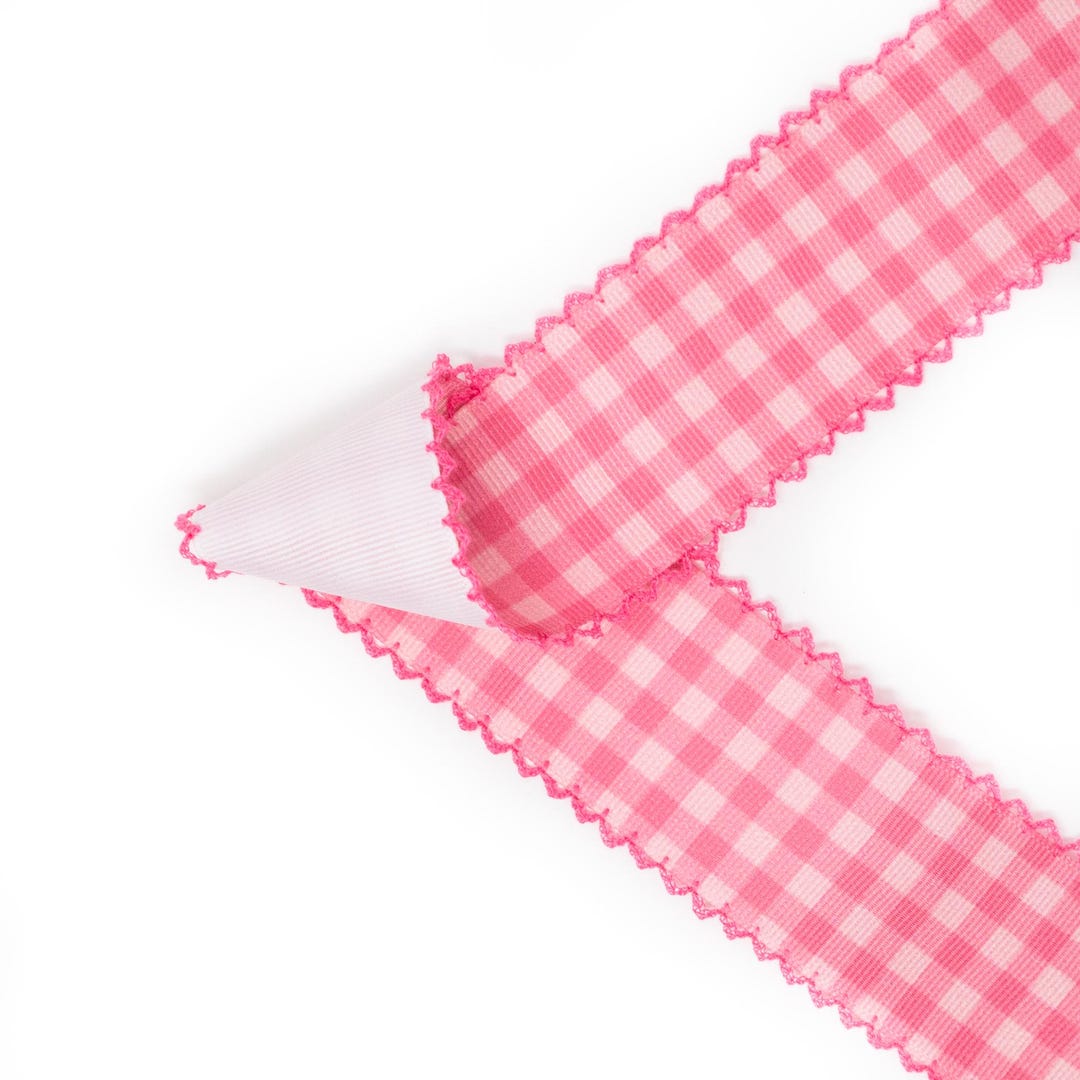 Fall Coral Gingham Grosgrain Ribbon Hot Pink Moonstitch | Made in the U ...