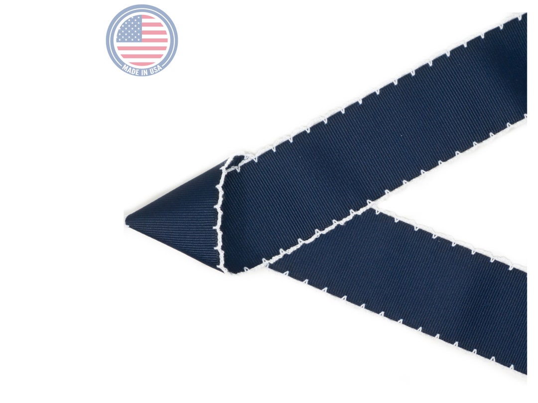 Navy Solid Grosgrain Ribbon With White Moonstitch | Made in the U.S.A ...