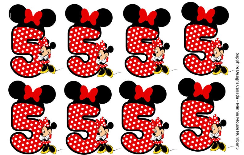 Number 3 Minnie Mouse Cupcake Toppers red PRINTABLE - Etsy