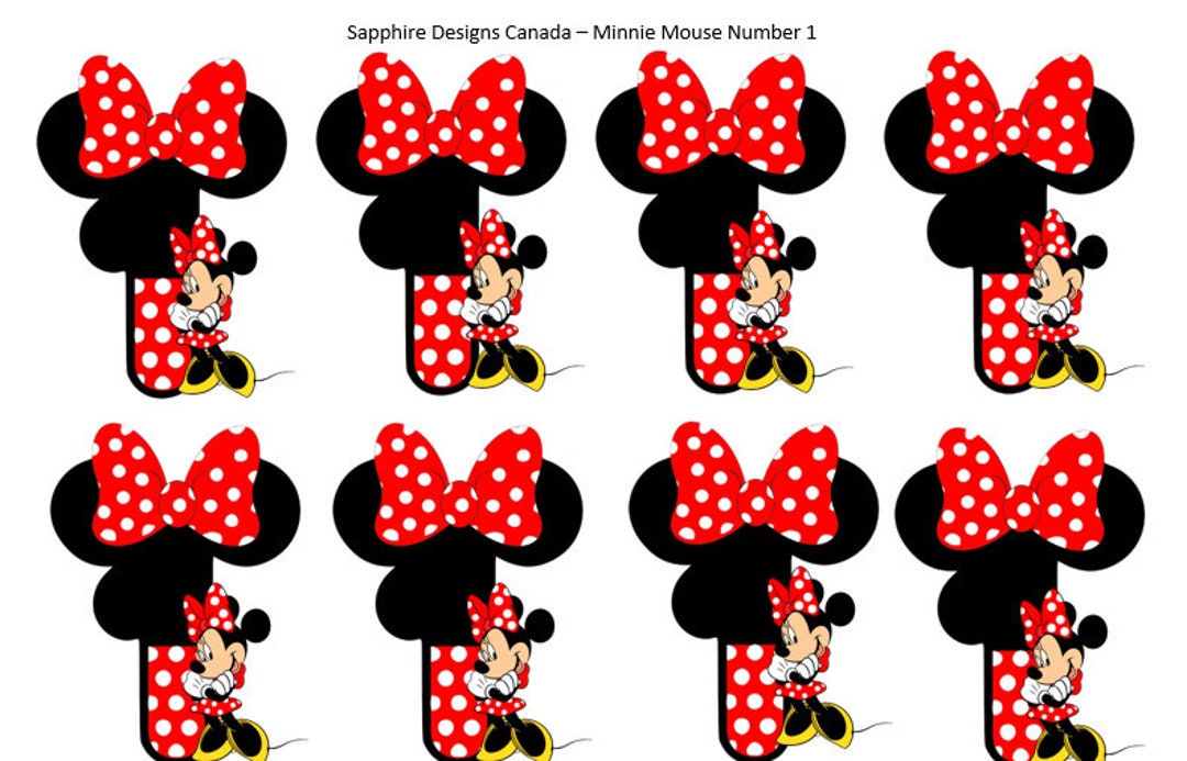 Number 1 Minnie Mouse Cupcake Toppers red PRINTABLE - Etsy
