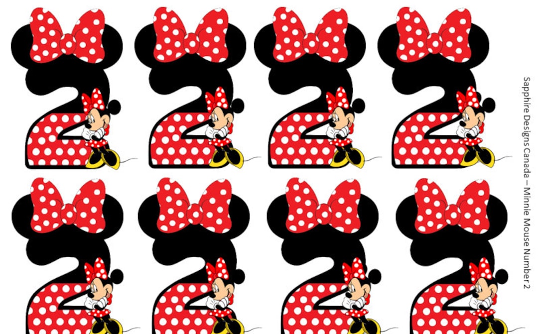 Number 2 Minnie Mouse Cupcake Toppers red PRINTABLE - Etsy