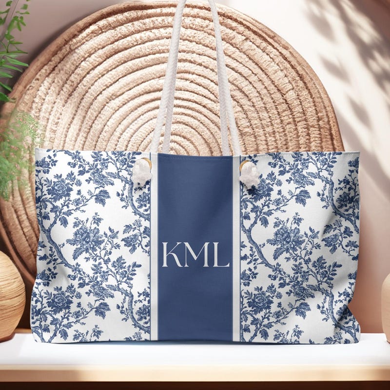 Blue Toile Duffle - Etsy