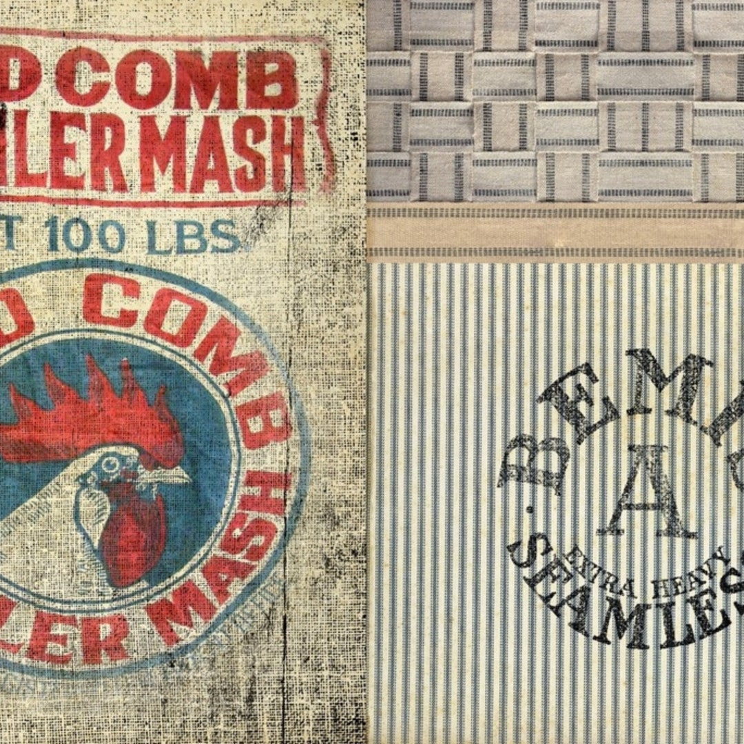 Roycycled Feed Sacks Decoupage Paper • Feed Sacks • Industrial ...