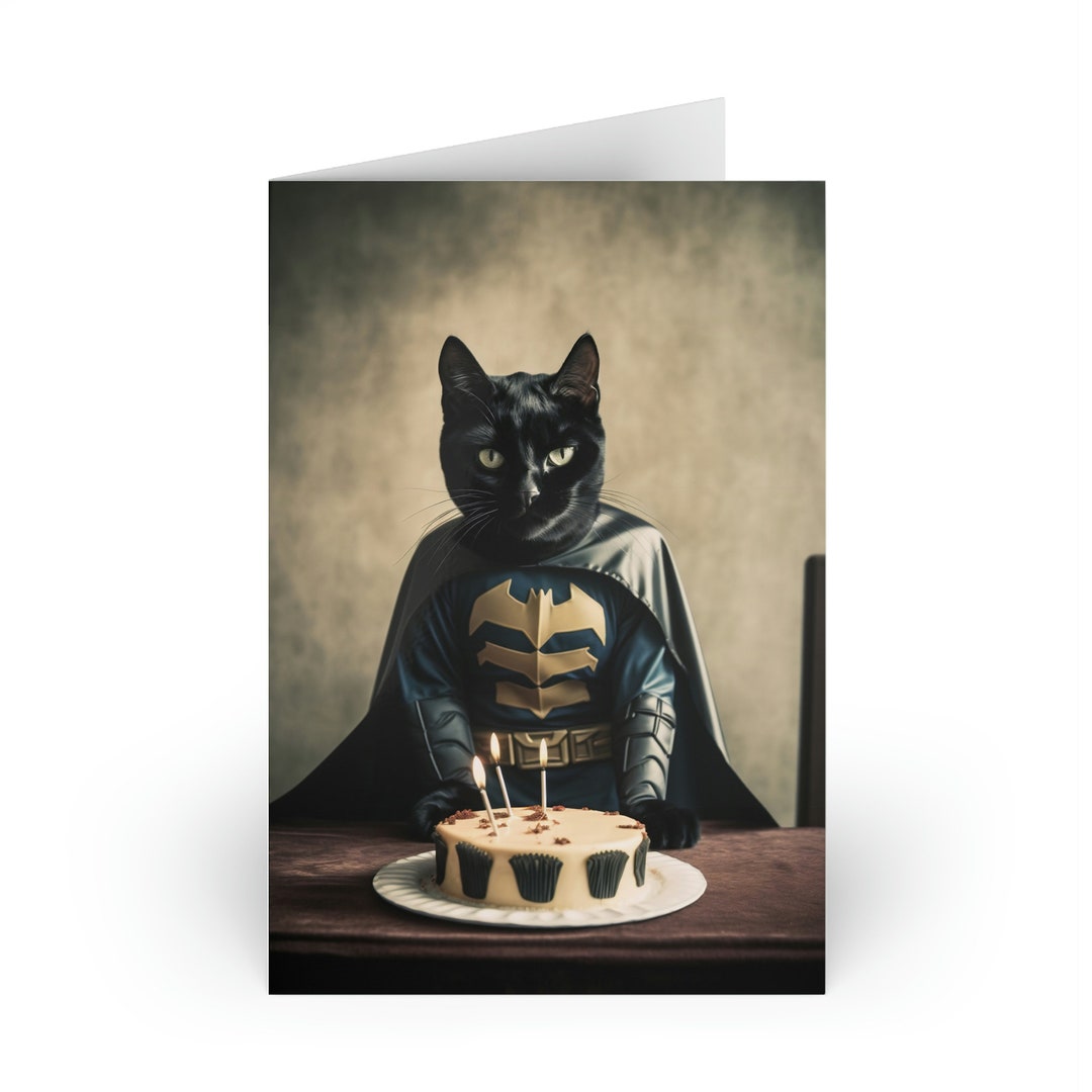Cat Superhero Birthday Card - Etsy