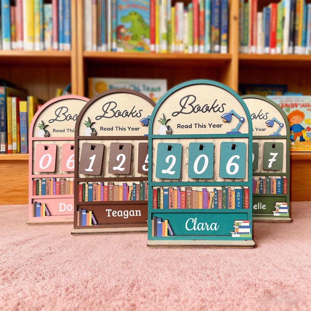 Personalized Books Read This Year Counter | Custom Name Wooden Books ...
