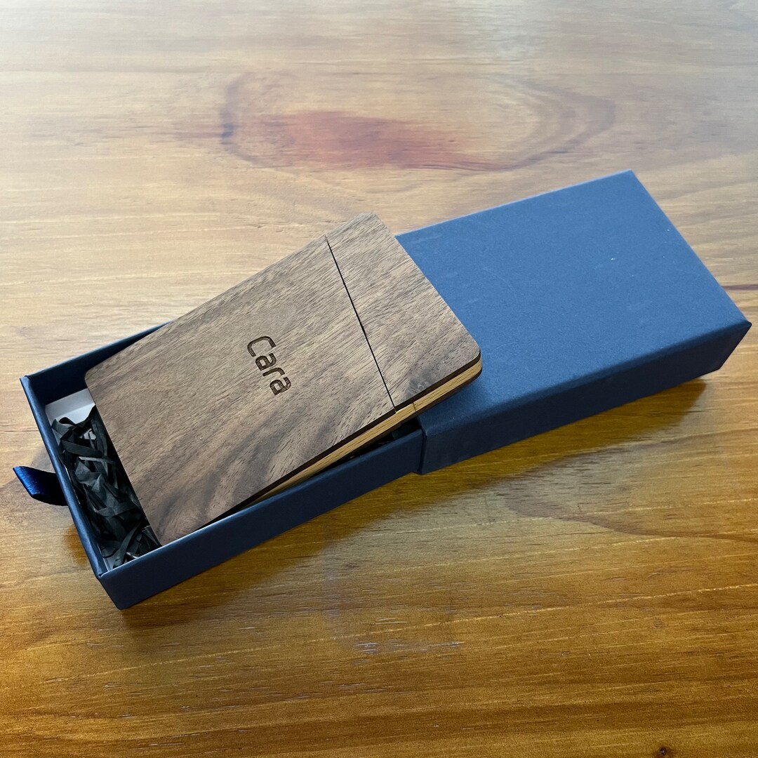 Personalized Business Card Holder Custom Engraved Walnut Business Card ...