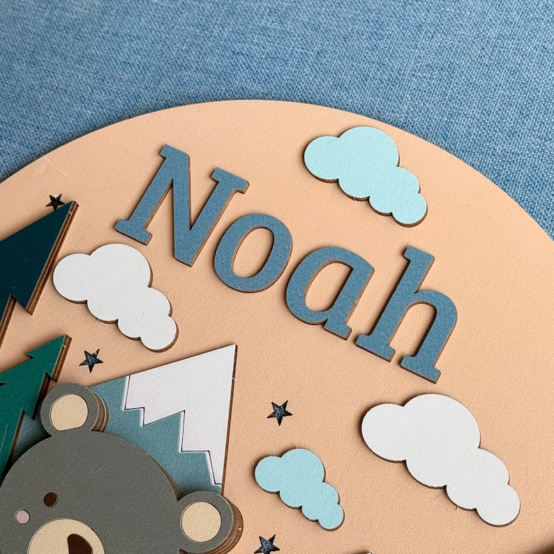 Personalized 3D Wooden Animal Name Sign – Handmade Baby Shower Gift ...