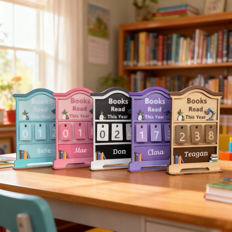 Personalized Books Read This Year Counter | Custom Name Wooden Books ...