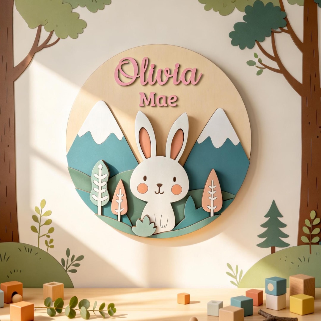Personalized 3D Wooden Animal Name Sign – Handmade Baby Shower Gift ...