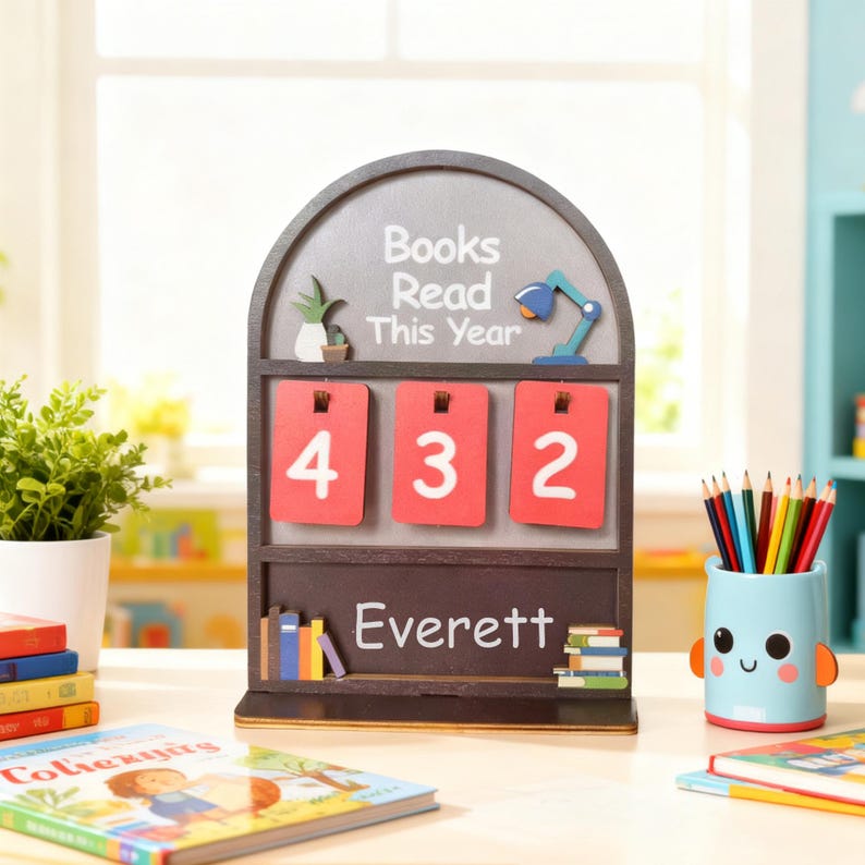 Personalized Books Read This Year Counter | Custom Name Wooden Books ...