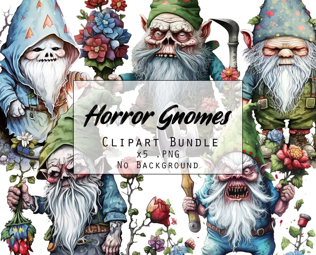 5 Horror Gnome Clipart Watercolor Gnomes Halloween Gnome - Etsy