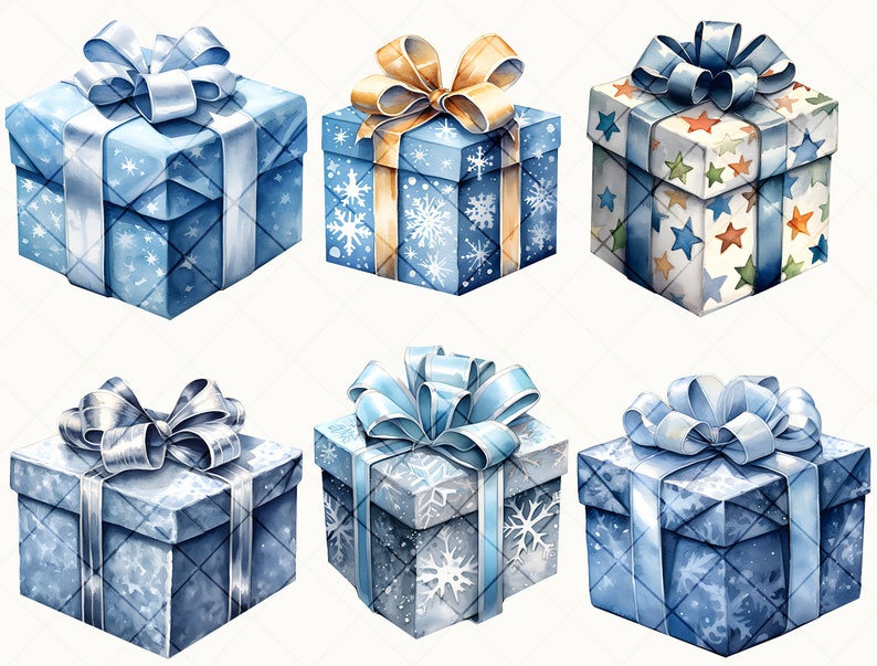 24 Christmas Presents Clipart, Watercolor Gift Art, Winter Art, Gifts ...