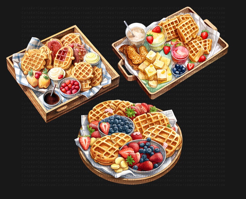 16 Waffle Clipart Watercolor Waffles Waffles Art Digital - Etsy
