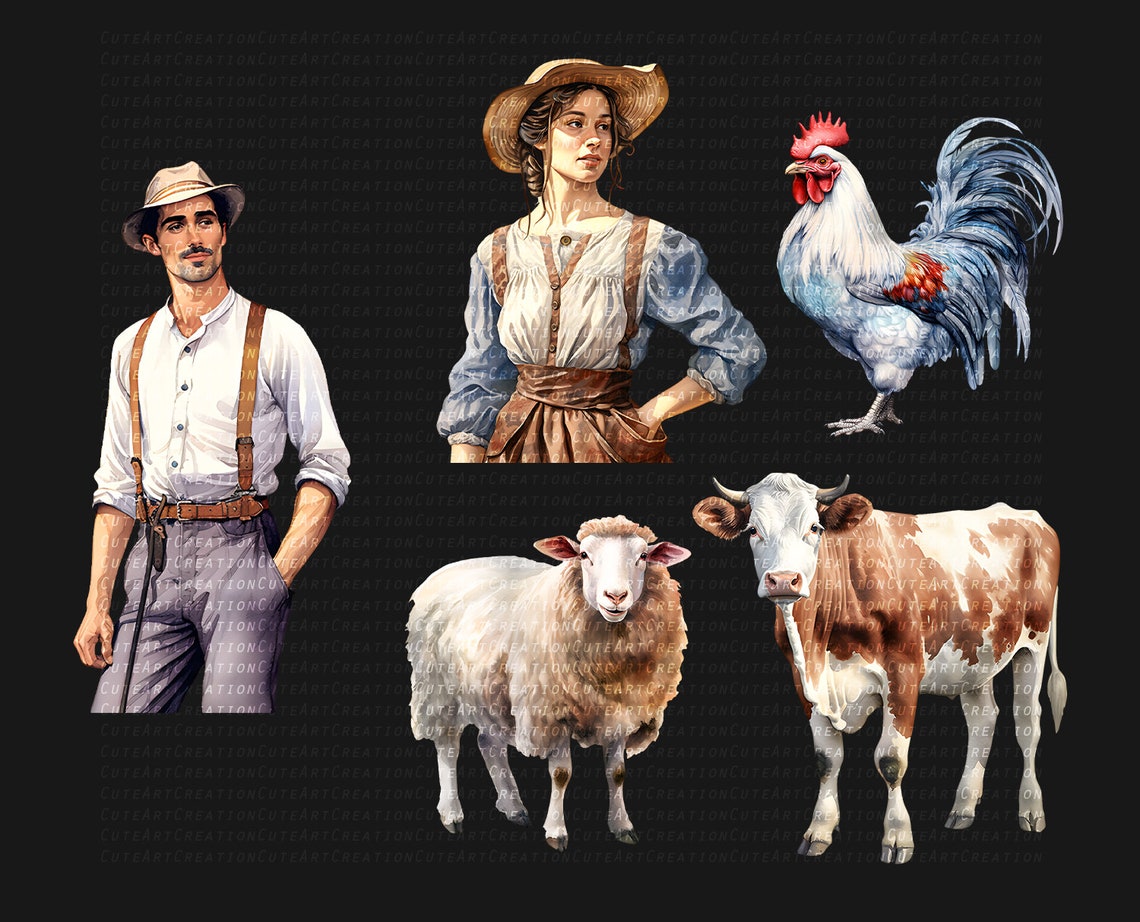 30 Country Style Kitchen Clipart, Watercolor, Vintage Farm Cooking ...