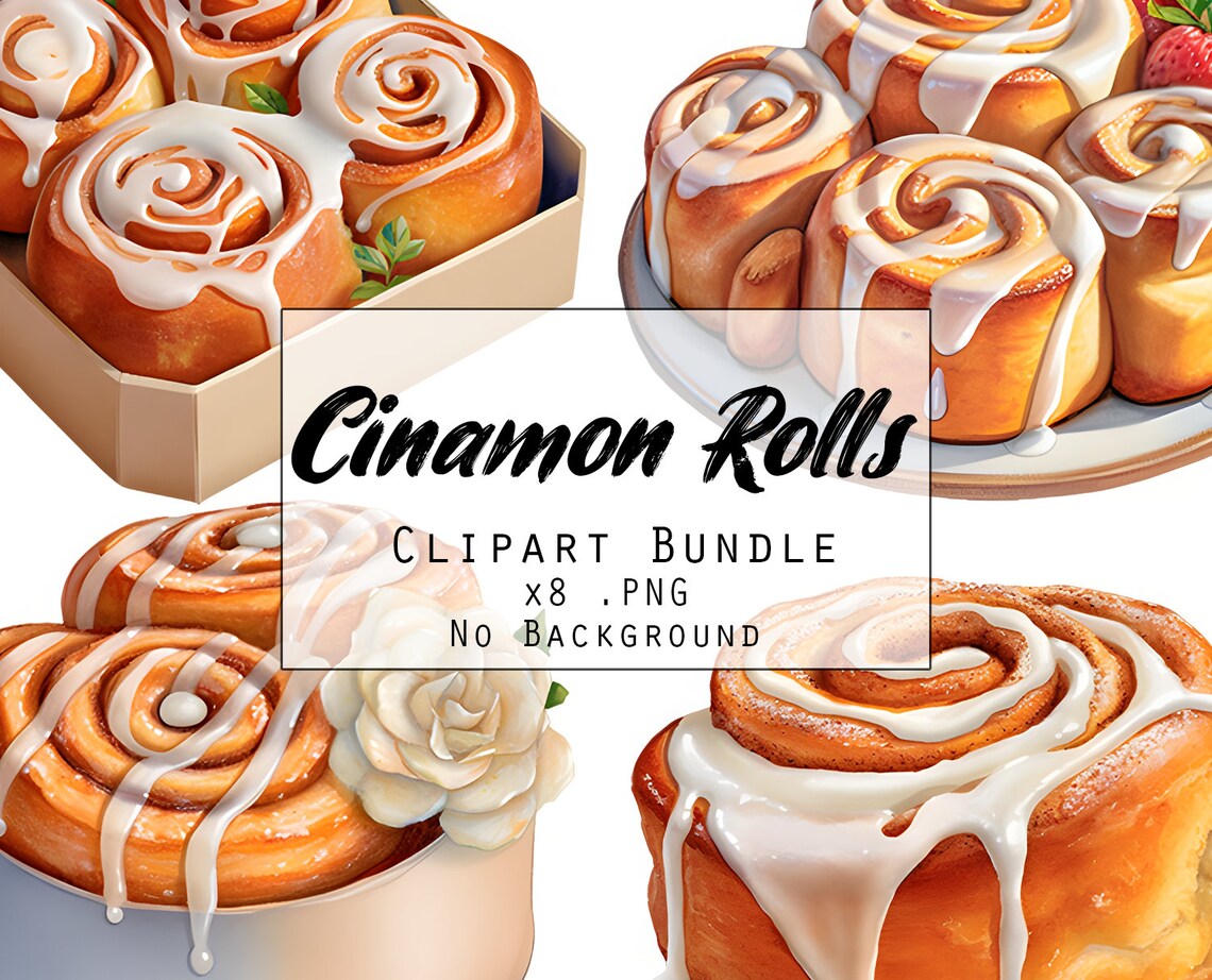 8 Cinamon Roll Clipart Watercolor Cinamon Rolls Cinamon - Etsy