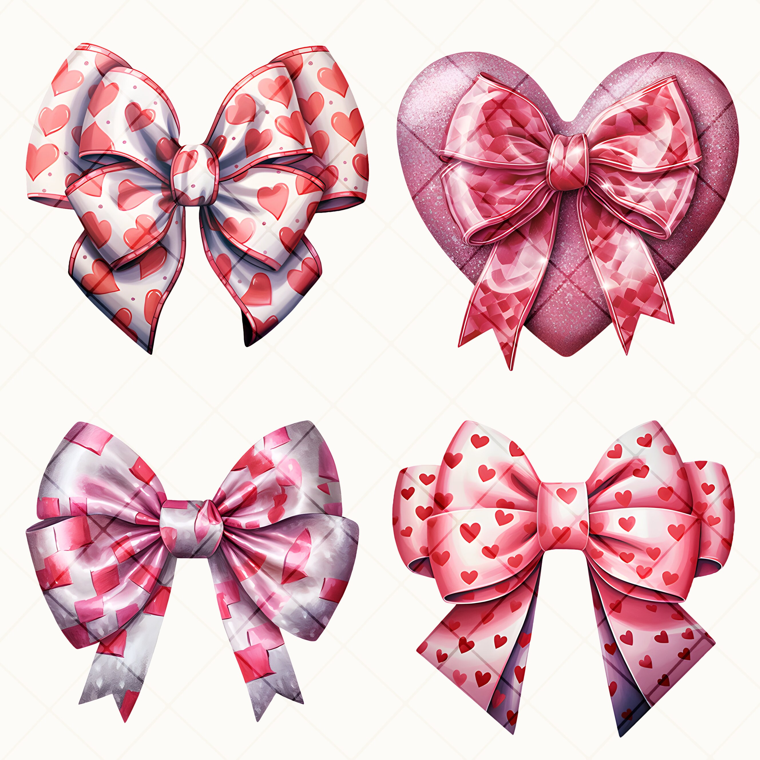 12 Valentines Bows Clipart, Watercolor Bows, Quality Pattern Bow Art ...