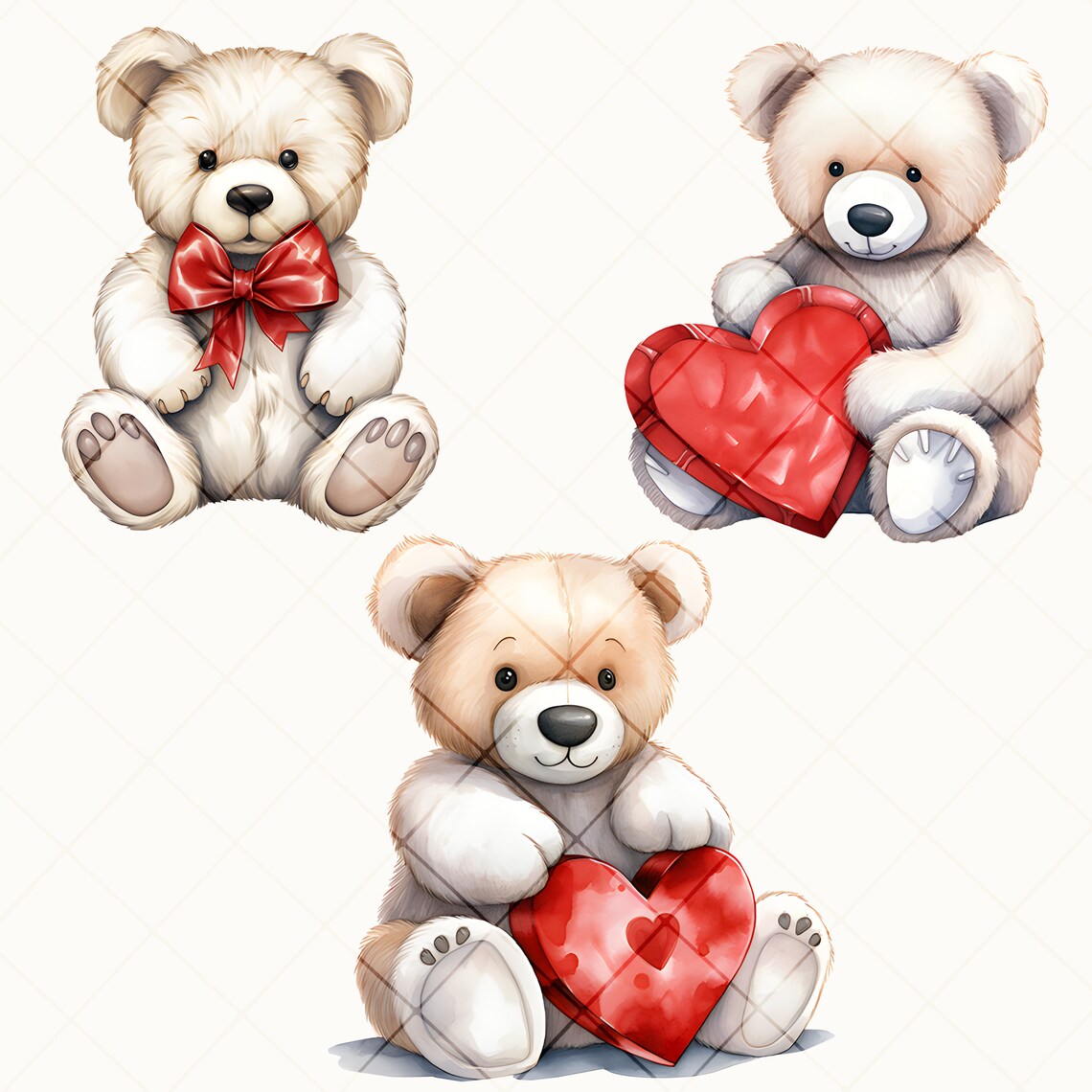 15 Love Bears Clipart, Watercolor Valentines, Teddy Bear Art, Digital ...
