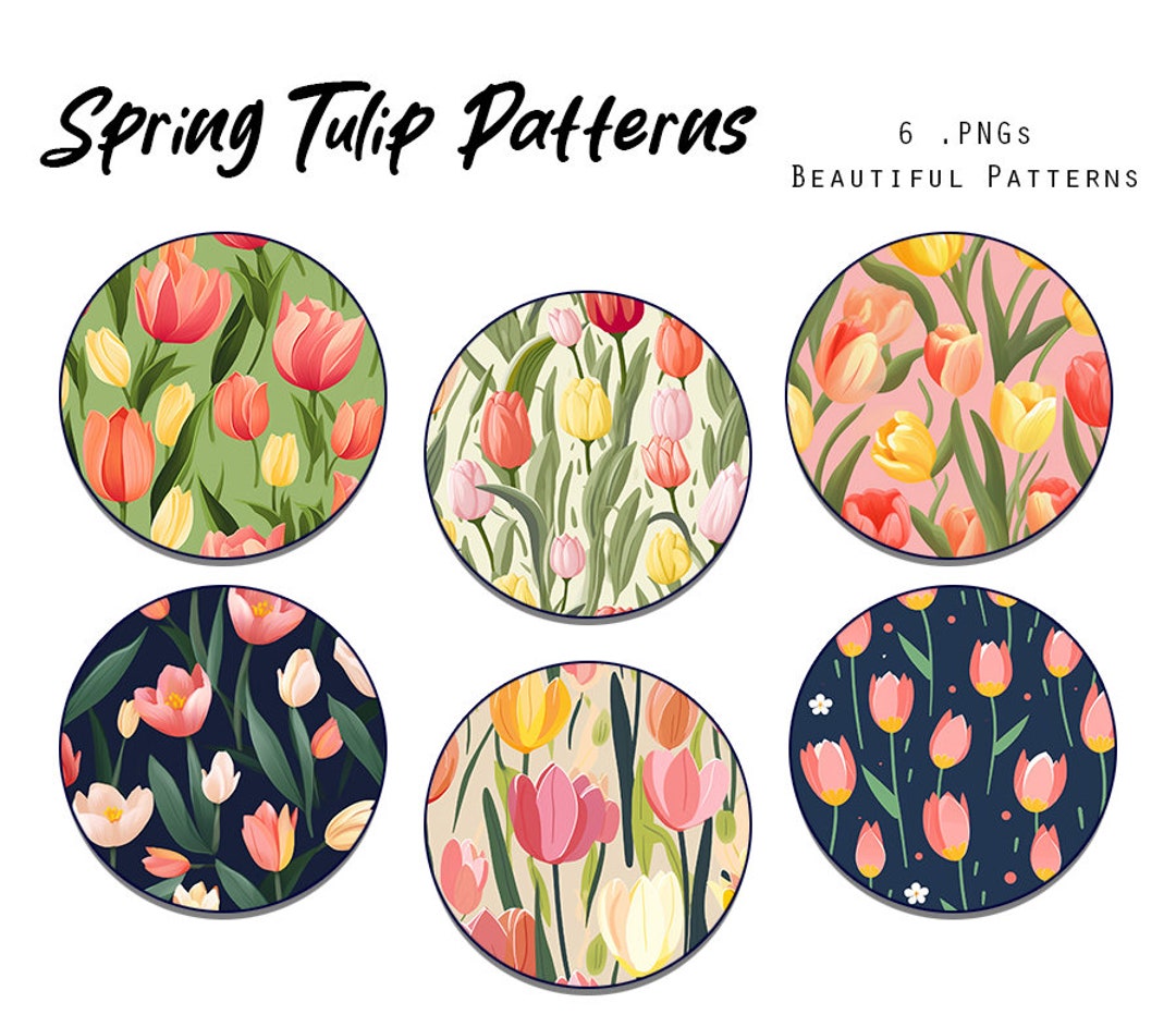 Spring Tulips Digital Paper, Tulips Seamless Pattern, Floral Prints ...