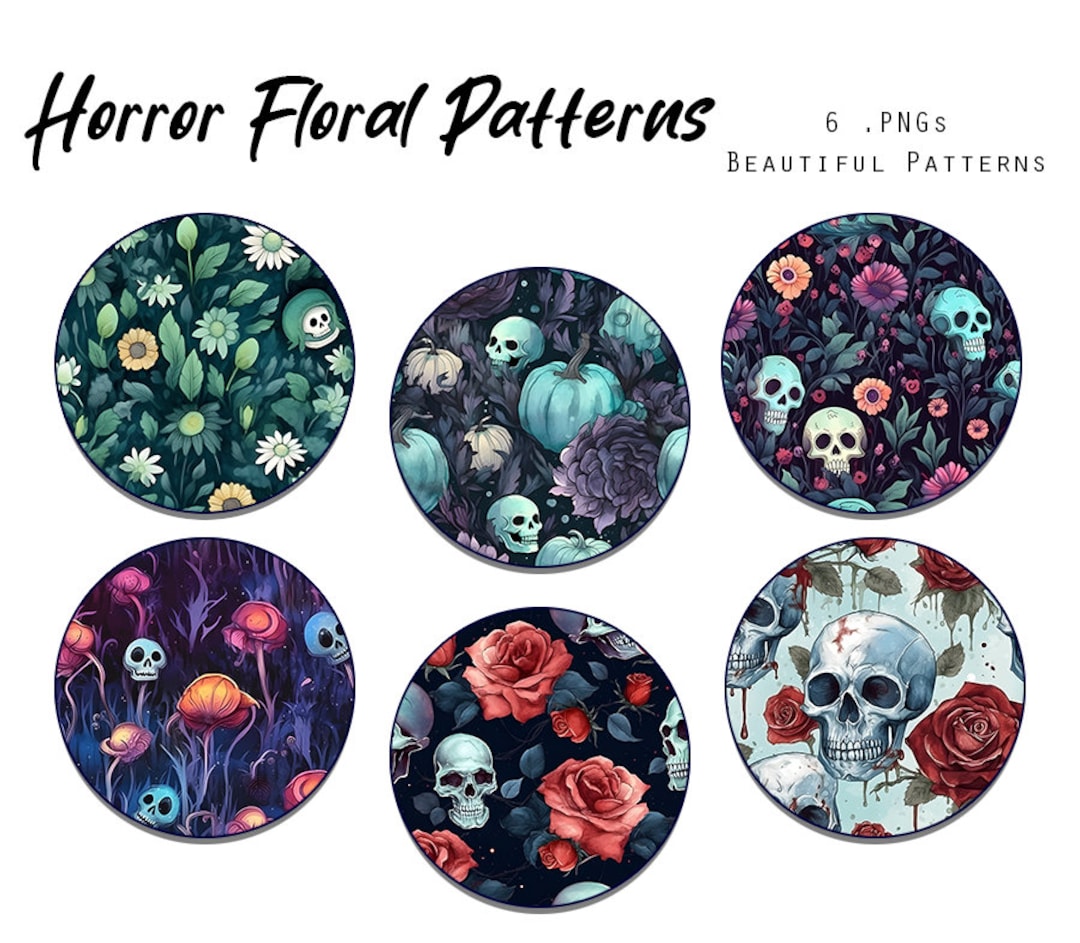 Horror Flowers Digital Paper, Flowers Seamless Pattern, Halloween ...