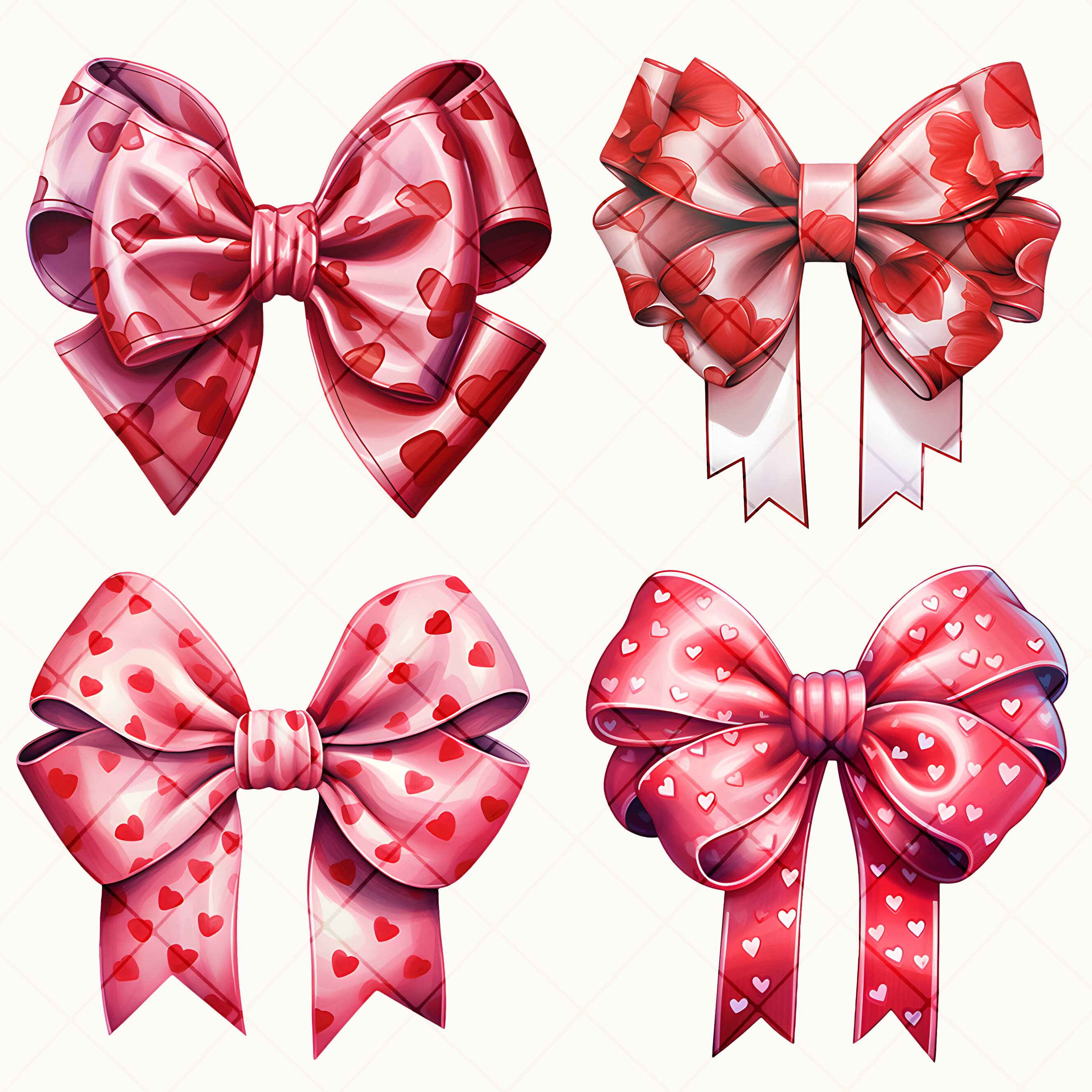 12 Valentines Bows Clipart, Watercolor Bows, Quality Pattern Bow Art ...