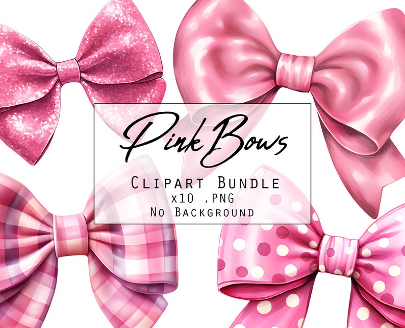 10 Pink Bow Clipart Watercolor Bows High Quality Pink Bow - Etsy