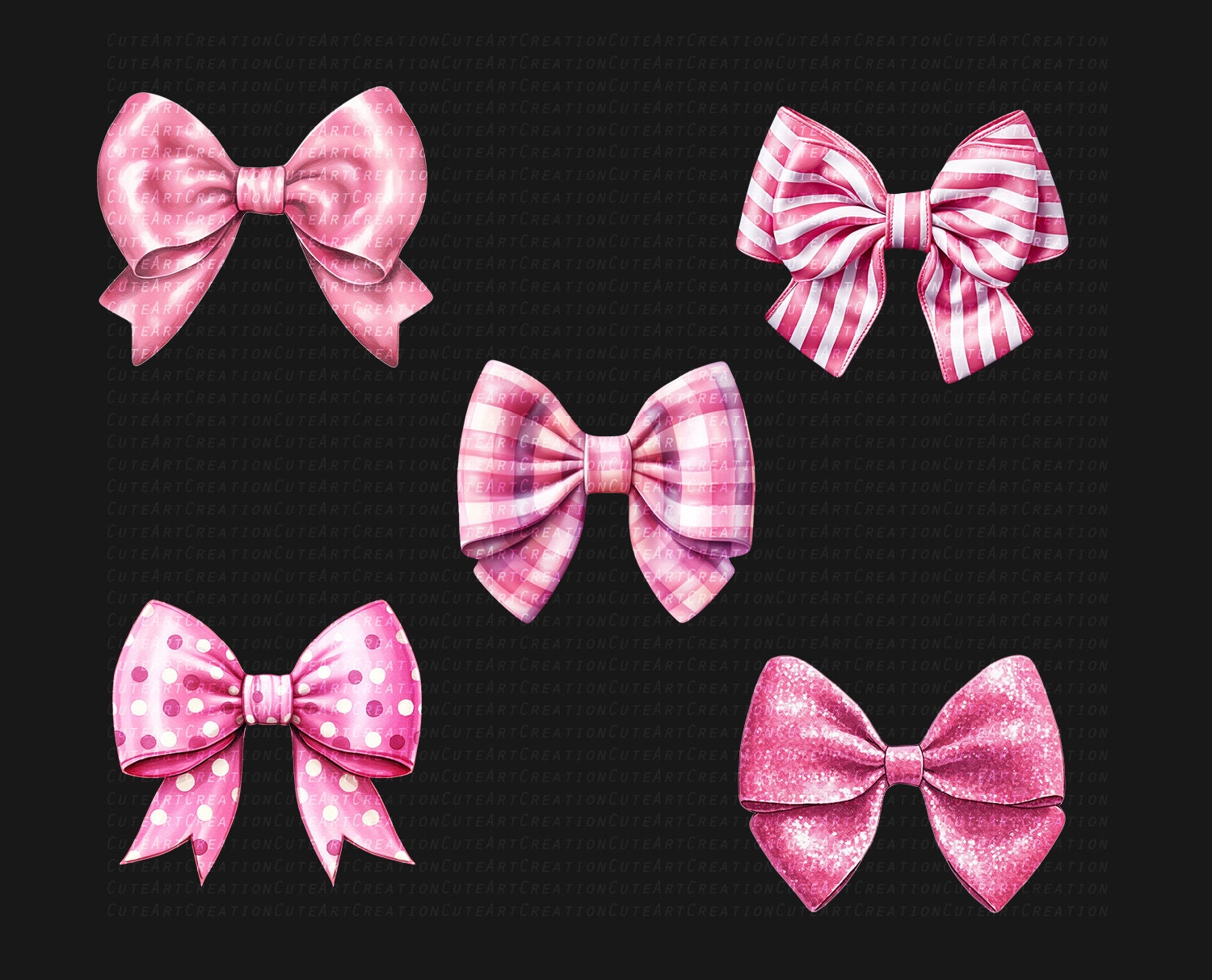 10 Pink Bow Clipart, Watercolor Bows, High Quality Pink Bow Art ...