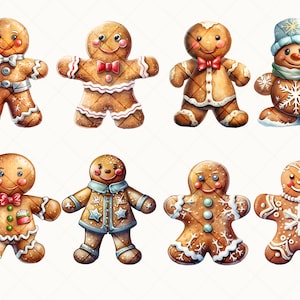 30 Christmas Gingerbread Cookies Clipart, Watercolor Art, Winter ...