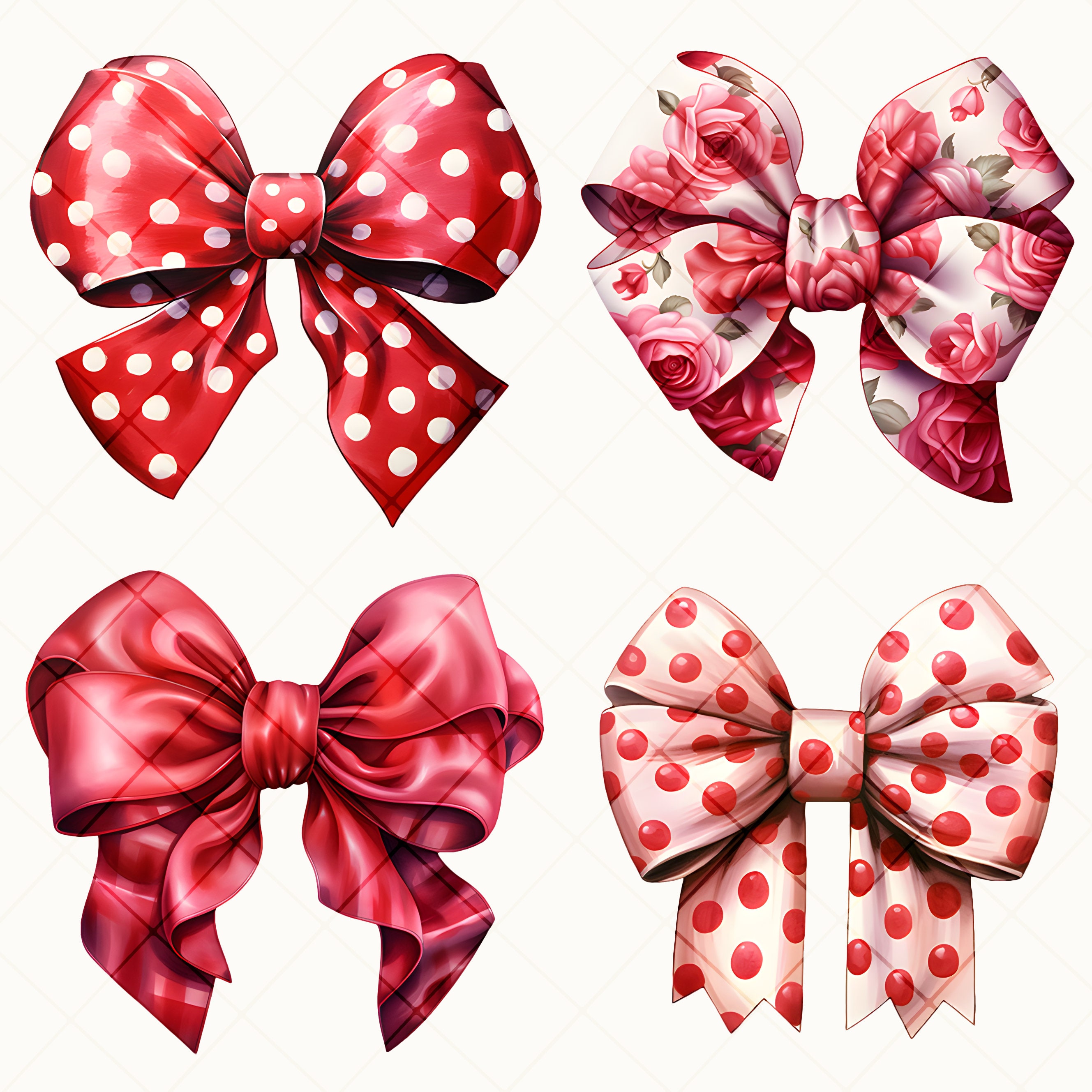 12 Valentines Bows Clipart, Watercolor Bows, Quality Pattern Bow Art ...