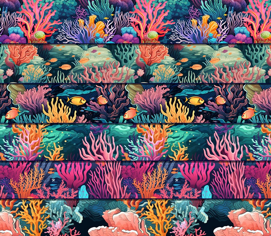 Coral Reef Digital Paper, Coral Reef Seamless Pattern, Coral Reef ...