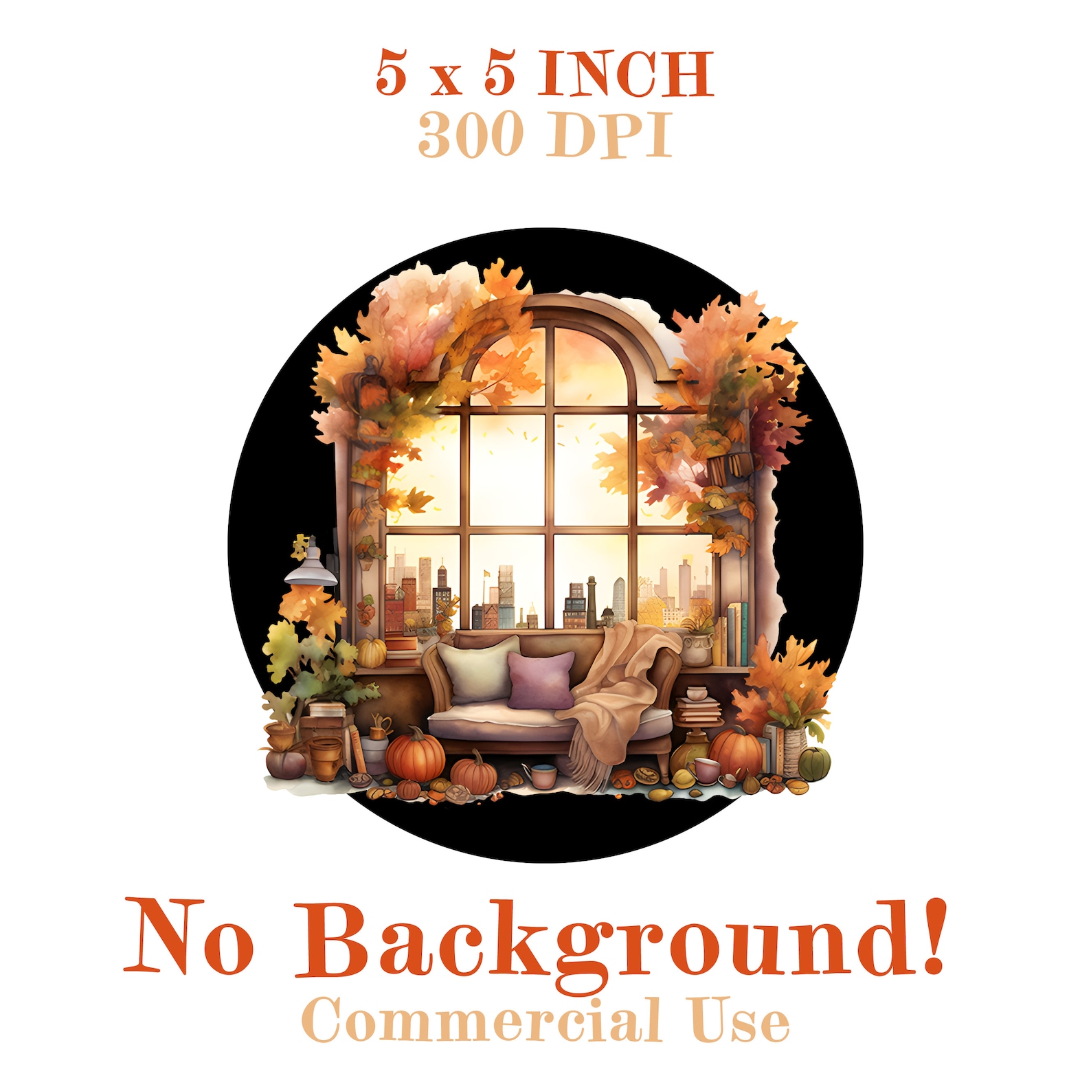 15 Cozy Autumn Window View Clipart, Watercolor Fall Art, Quality Art ...