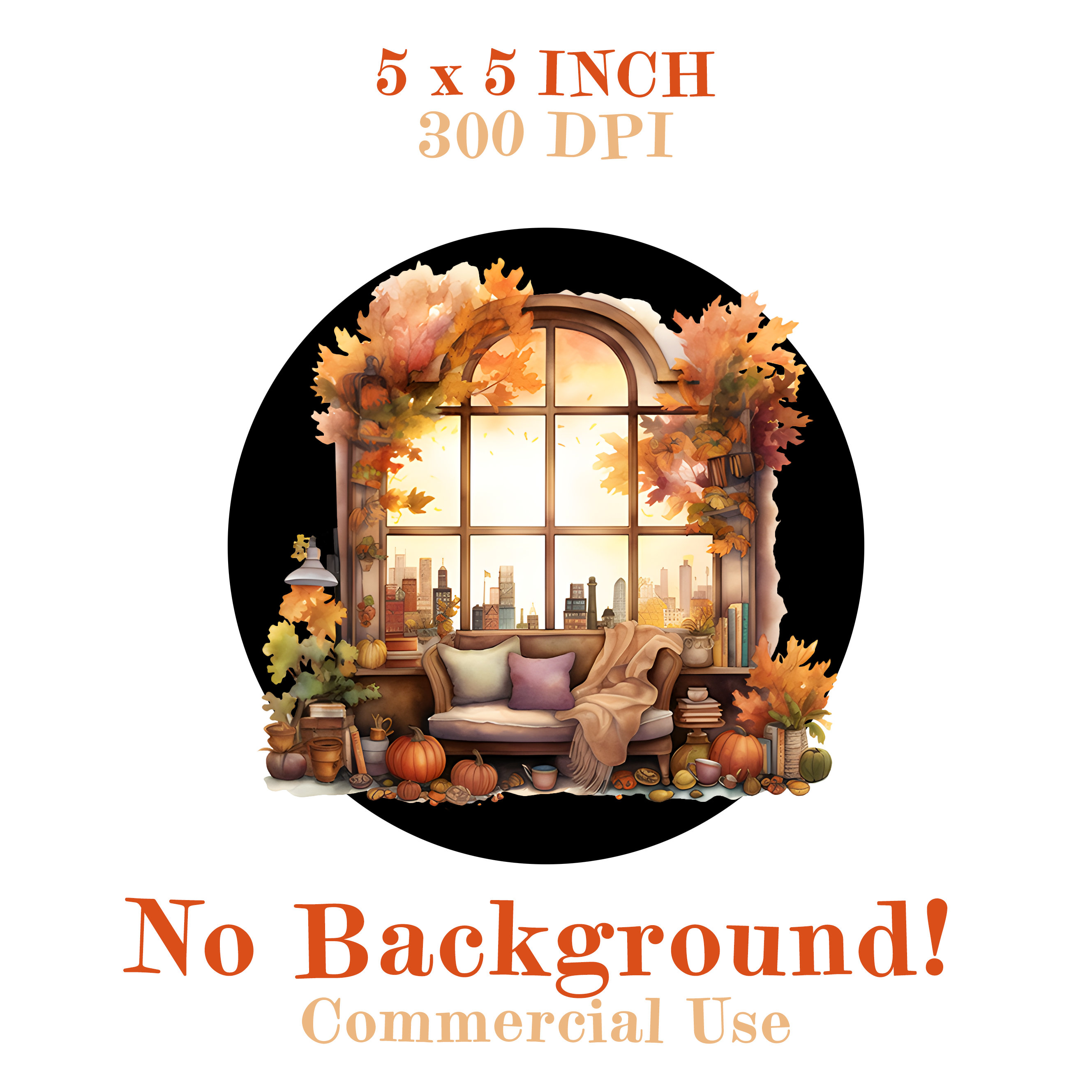 15 Cozy Autumn Window View Clipart, Watercolor Fall Art, Quality Art ...