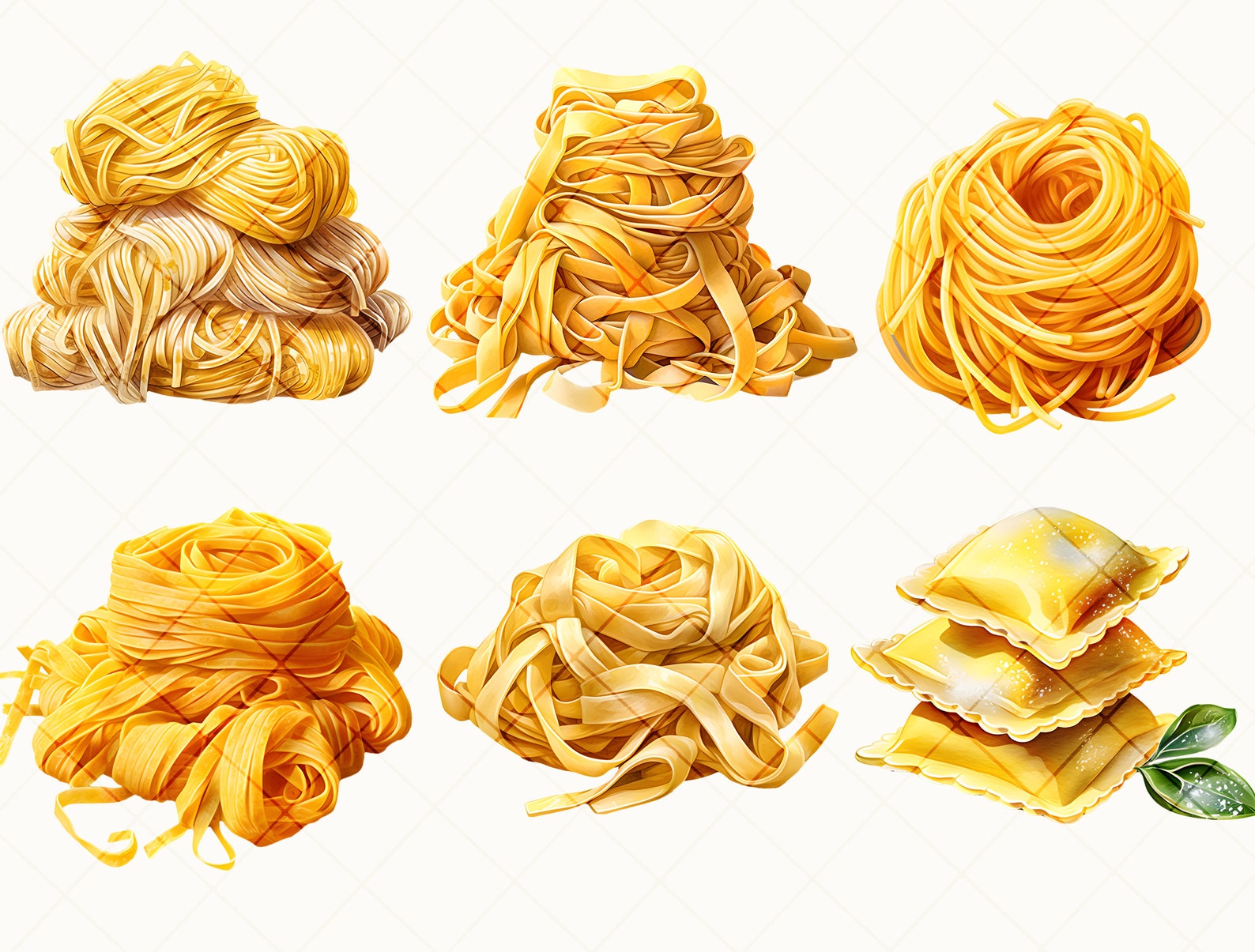 16 Fresh Pasta Clipart, Watercolor Pasta, Homemade Pasta Art, Pasta ...