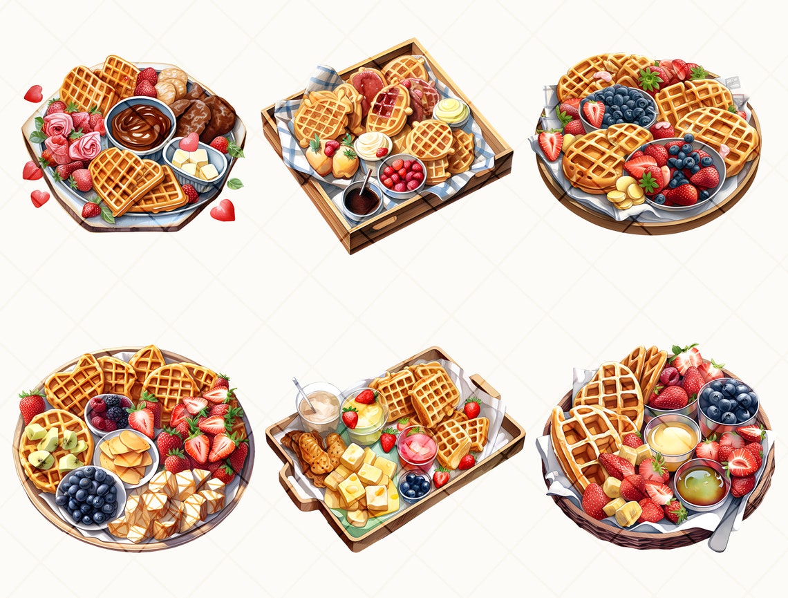 16 Waffle Clipart, Watercolor Waffles, Waffles Art, Digital Art ...
