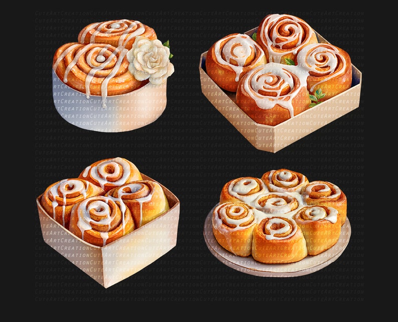 8 Cinamon Roll Clipart Watercolor Cinamon Rolls Cinamon - Etsy
