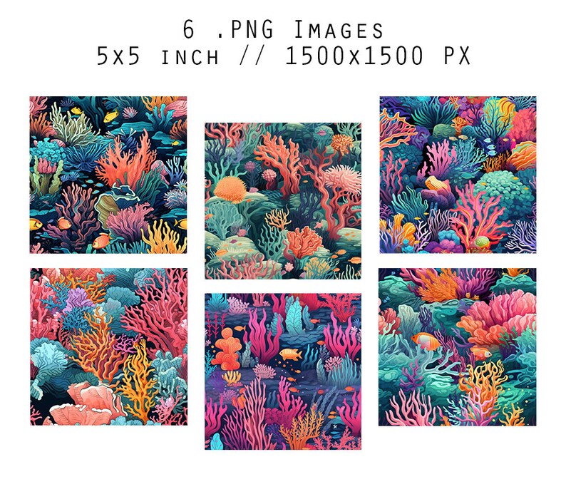 Coral Reef Digital Paper, Coral Reef Seamless Pattern, Coral Reef ...