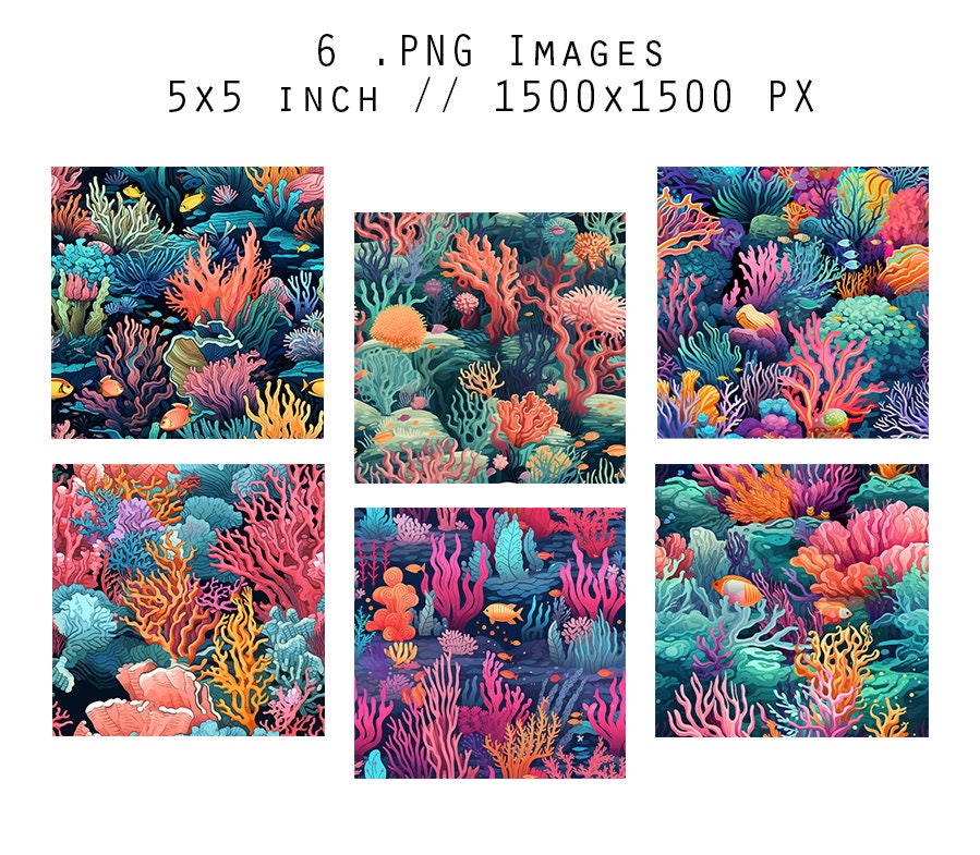 Coral Reef Digital Paper, Coral Reef Seamless Pattern, Coral Reef ...