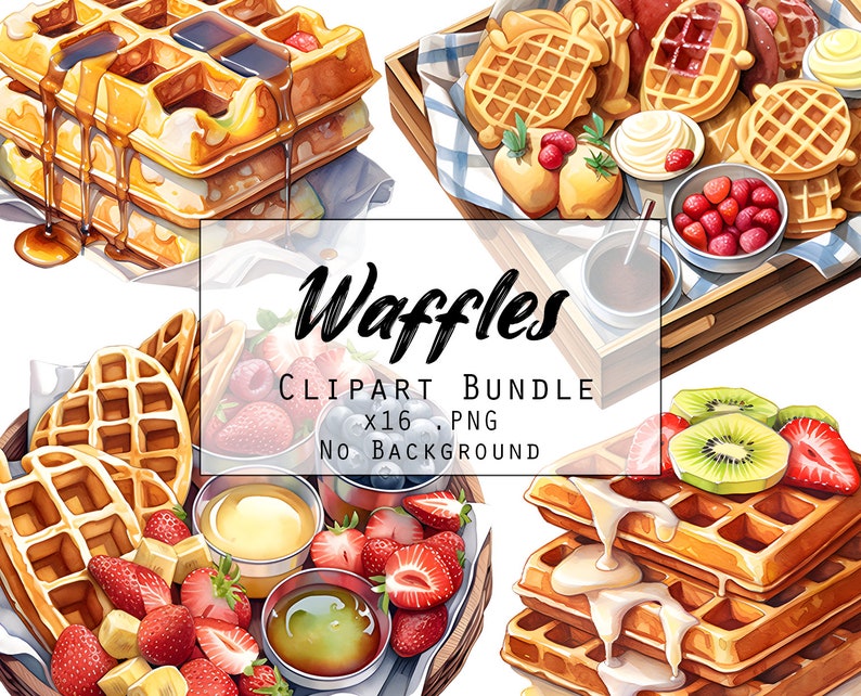 16 Waffle Clipart Watercolor Waffles Waffles Art Digital - Etsy