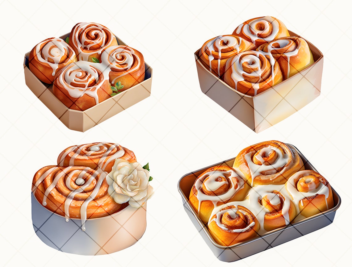 8 Cinamon Roll Clipart, Watercolor Cinamon Rolls, Cinamon Rolls Art ...
