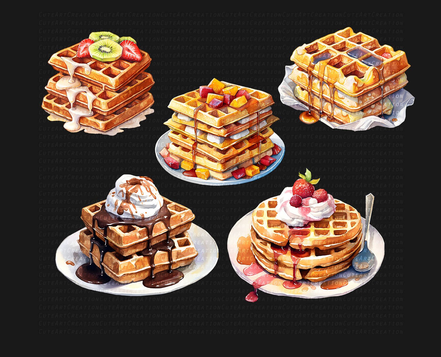 16 Waffle Clipart Watercolor Waffles Waffles Art Digital - Etsy